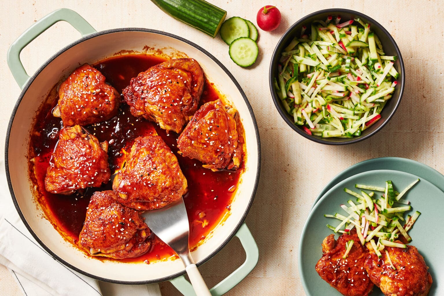 Crunchy Gochujang Chicken & Cucumber-Radish Salad - SUNSET Grown. All ...